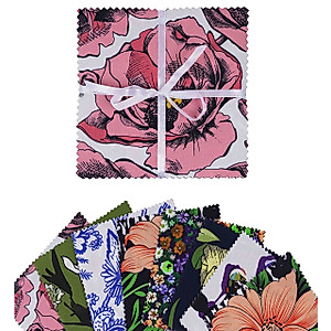Soimoi Precut 10-inch Floral Prints Cotton Fabric Bundle Quilting Squares Charm Pack DIY Patchwork Sewing Craft- Multicolor-VB