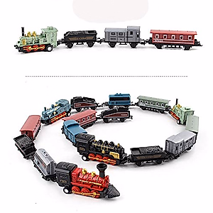 Exasinine Mini Simulation Steam Train Pull-Back Train Model Diecasts Locomotive, Set of 4