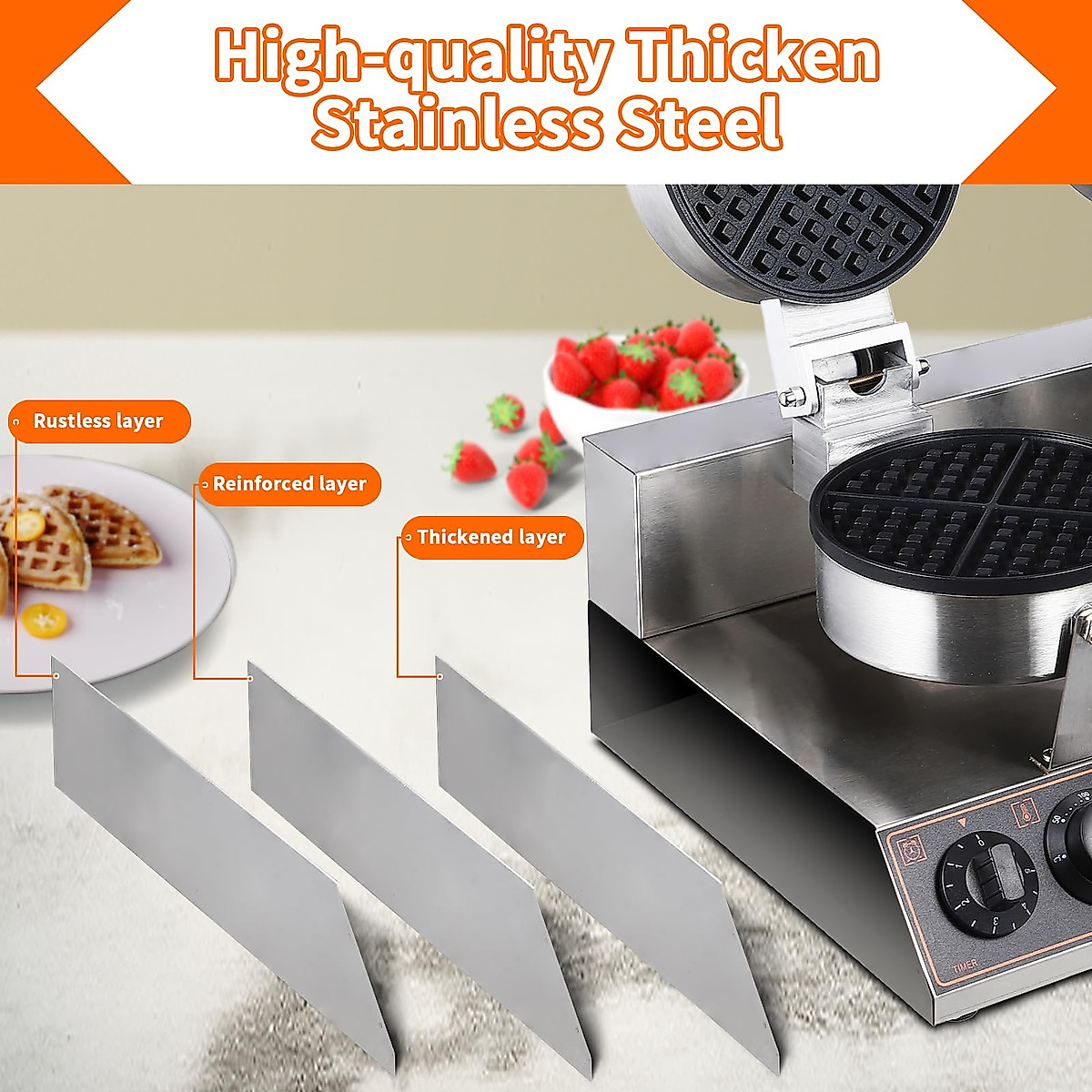 GarveeTech Commercial Electric Waffle Cone Maker - Commercial Quality, Nonstick Surface, Efficient Heating