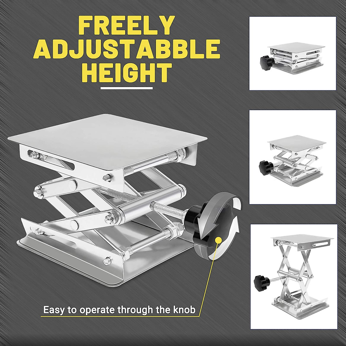 4 Pack Laser Engraver Lift Stand, 4" x 4" Stainless Steel Stand Platform with Adjustable Height for Laser Engraver, Ortur Laser Master 2, Ortur Laser Master 3 Laser Engraving Cutting Machine