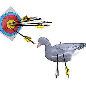 Huntingdoor 31 Inch Hunting Carbon Arrows, Replaceable Points Tips Arrows with 4 Inch Real Feather Fletching,400 Spine Targeting Arrows for Recurve Bow Longbow Practice White (Pack of 6)