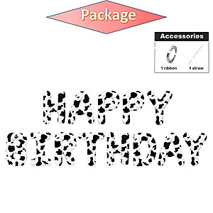 Cow print happy birthday banner letter balloon Moo Moo cow theme birthday party decor for cowgirl cowboy party , toy theme story birthday party supplies balloons
