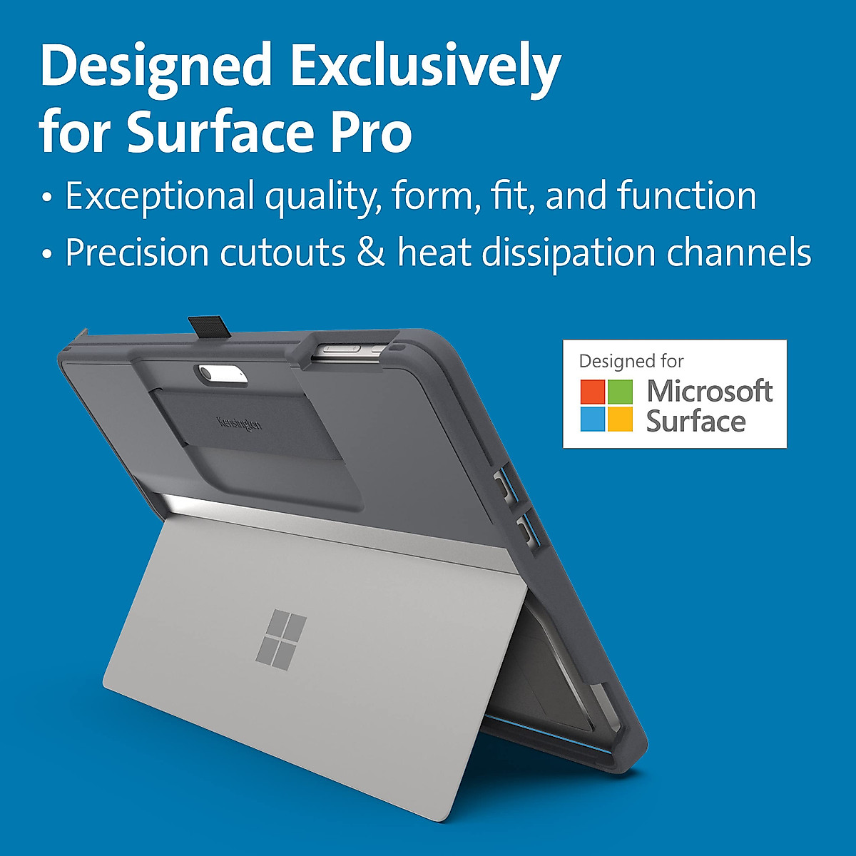 Kensington Blackbelt Rugged Case for Surface Pro 11, Surface Pro 10, Surface Pro 9, Military-Grade Protection - Platinum(K97621WW)