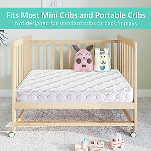 Vibe bear Premium Foam Mini Crib Mattress - Dual-Sided- 38x24x4 Inch- 100% Breathable, Non-Toxic, Quiet and Odorless, Hypoallergenic, Fits Most Mini Cribs