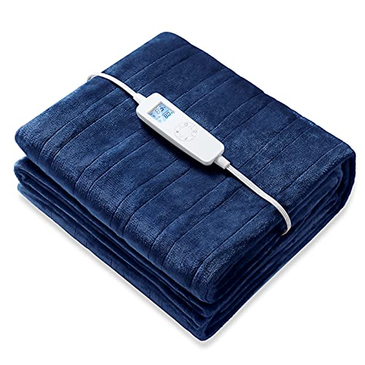 Electric Heated Throw Blanket Twin Size 62" x 84" | 6 Levels Fast Heating & Machine Washable | Full Body Warming Soft Flannel Bed Sofa Blankets with Auto-Off Overheating Protection 8H Timer | Blue