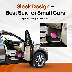 HAUSSIMPLE Car Trash Can Waterproof Vehicle Garbage Bin, Leakproof Anti Slip Floor Mat Clip Trash Bag Holder for Car, Truck, SUV, Van Portable Auto Trash Container with Stability Clips (Pink, Large)