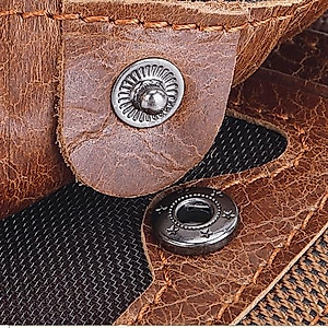 Genuine Leather Elegant Wallet, Unisex,Double exterior zipper coins,internal zip,1 x 4 x 4.7 inches,Slots for identification and several cards,closing and opening button,Elegant black gift box (Brown)