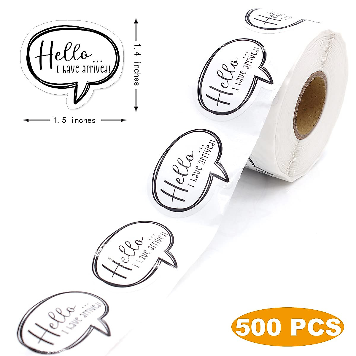 Muminglong 1.5 Inch Hello I Have Arrived Sticker,Mail Sticker,Thank You Sticker, Small Business, Handmade Sticker,Packaging Sticker, 500 PCS