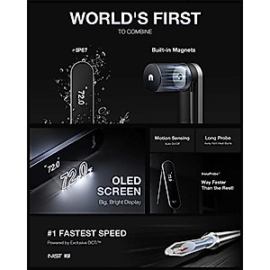 Typhur InstaProbe, No.1 Fastest (Less Than .75 Second) Meat Thermometer Digital, Instant Read Thermometer with OLED Display, IP67 Waterproof Food Thermometer for Cooking, Smoker, BBQ, Grill