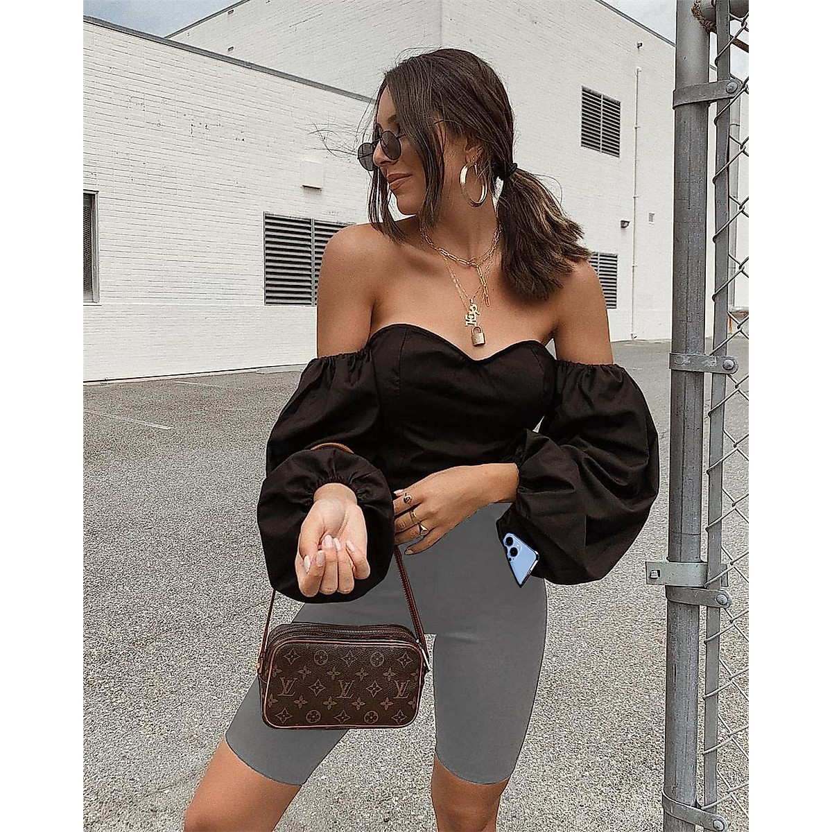 GROTEEN High Waisted Biker Shorts with Pockets for Women Yoga Workout Tummy Control Gym Running Shorts Leggings (XX-Large, Gray)