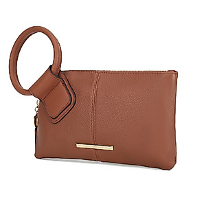 MKF Collection Simone Clutch-Wristlet Handbag For Women by Mia k - Cognac - Vegan Leather