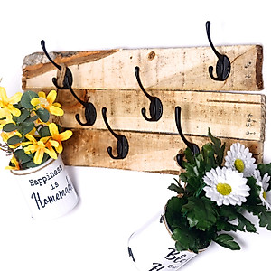 Dseap Coat Hooks Wall Mounted, Pack of 10, Metal Hooks for Hanging, Black