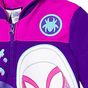 Marvel Spider-Man Ghost-Spider Toddler Girls Fleece Half Zip Fashion Hoodie Blue 5T
