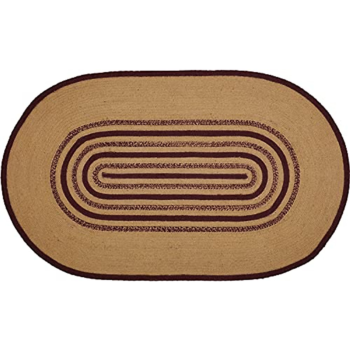 VHC Brands Potomac Jute Rug Oval Stencil Stars w/Pad 36x60