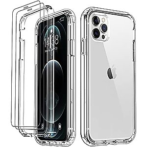 DorisMax iPhone 12 Pro Max Case,with [2 x Glass Screen Protector],Crystal Clear TPU Cover+Hard PC Bumper,Military Grade Shockproof Protective Phone Case for Apple iPhone 12 Pro Max 6.7" Clear