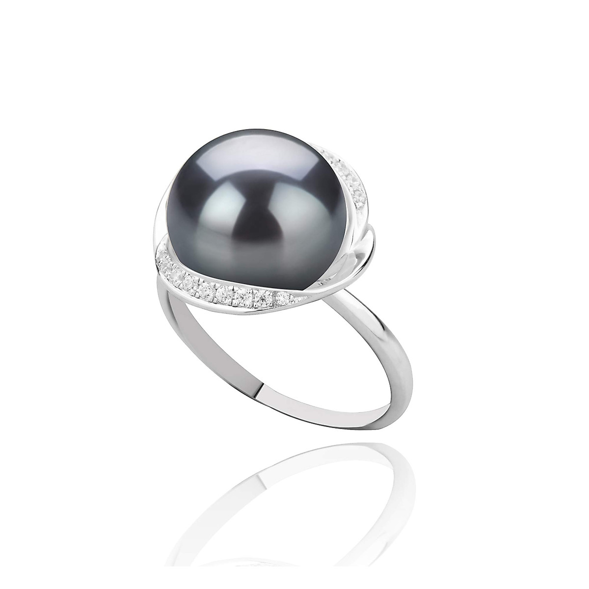 Wendy Black 11-12mm AAA Quality Freshwater 925 Sterling Silver Cultured Pearl Ring For Women - Size-6