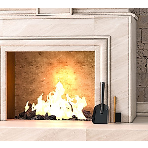 Kingson Fireplace Shovel Black Ash Shovel and Brush, Dustpan Set Small, Durable Steel, Set with Fireplace Dustpan and Brush, Coal Shovel