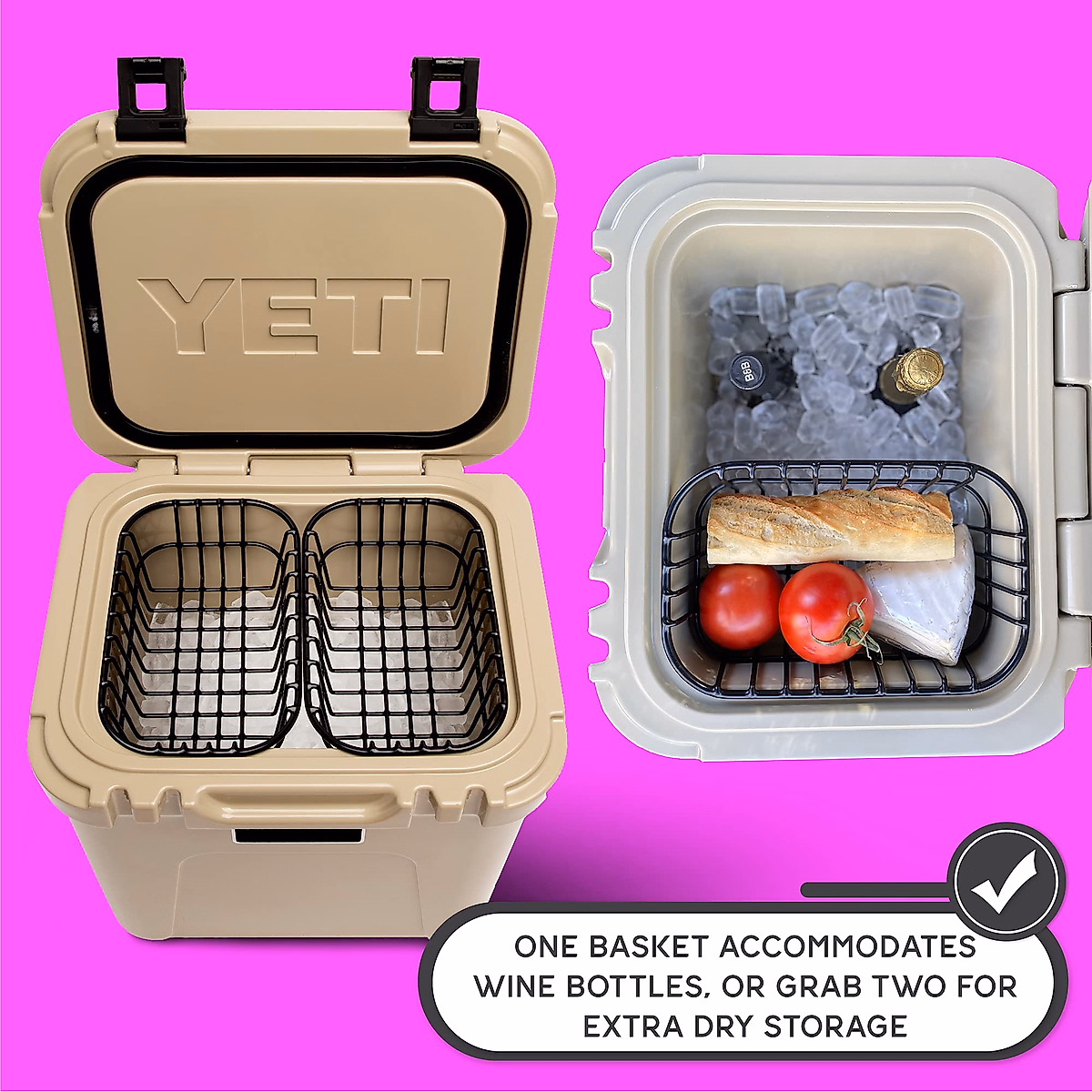 Above Sea Level Cooler Basket for YETI Roadie 24 - Tight Grid, Rock Solid Steel, Compatible with Yeti Ice and Accessories