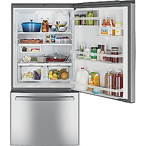 GE 24.8 cu. ft. Bottom Freezer Refrigerator in Fingerprint Resistant Stainless Steel Standard Depth ENERGY STAR