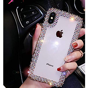 Jesiya for iPhone XR Case 3D Glitter Sparkle Bling Case Luxury Shiny Crystal Rhinestone Diamond Bumper Clear Protective Case Cover for iPhone XR Clear