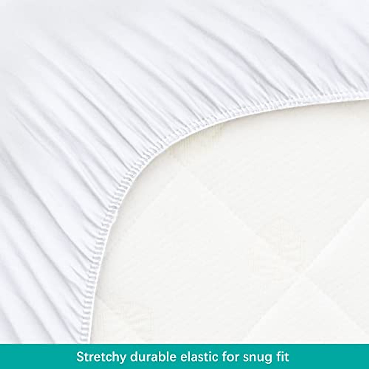 Bassinet Mattress Pad Cover, Waterproof, Ultra Soft Bamboo Terry Surface, Universal Fit for Hourglass/Oval Bassinet Mattress, 2 Pack, Washer & Dryer, No Loosen and Pre-Shrinked
