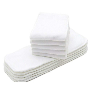KaWaii Baby Super Absorbent Stay-Dry Microfiber Inserts for One Size Cloth Diapers, 3 Layered, 8-36 lbs Washable Reusable Soaker Pad - Pack of 10