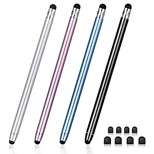 Stylus Pens for Touch Screens, Abiarst Stylus Pens High Precision Capacitive Stylus for iPad iPhone Tablets Samsung Galaxy All Universal Touch Screen Devices (4-Pack Black/Blue/Silver/Rose Pink)