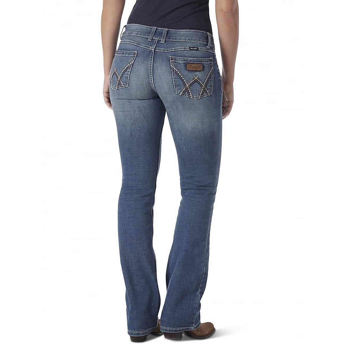 Wrangler Women's Retro Mae Mid Rise Stretch Boot Cut Jean, Deadwood, 17W x 32L