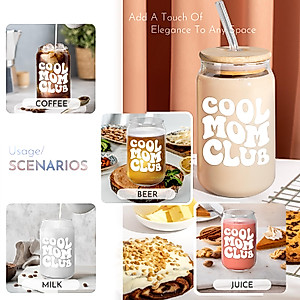 AGOT Mother’s Day Gifts for Mom - Funny Mom Gifts from Daughter or Son, Mom Birthday Gifts Ideas, Christmas Day Gifts for Mother in Law Step Bonus New Mom, Cool Mom Club 16 Oz Coffee Glass