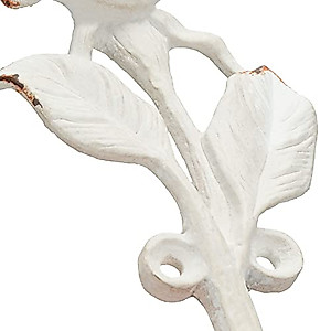 SOFFEE DESIGN 2pcs White Single Hooks 3D Rose Flower Retro Ornate Style for Room Wall Decoration, Coat Hat Scarf Hanging Hanger Entry Heavy Hooks Home Decor