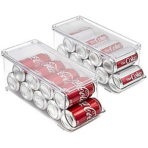 Sorbus Soda Can Organizer and Canned Food Bin Stackable Dispenser with Lid for Refrigerator, Pantry, Freezer – Holds 9 Cans, BPA-Free, Clear Design (2)