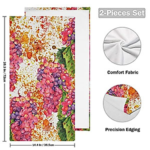 Set of 2 Premium Polyester Cotton Hand Towels Vintage Wine Grape, Highly Absorbent,28.3 x 14.4in(227vb1a)