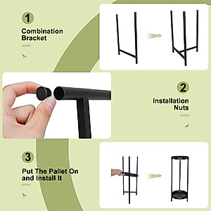 EMCCQJ Plant Stand Indoor Outdoor , Black 2 Tier 24" Tall Robust Flower Pot Stand Heavy Duty Metal Plant Shelf , Rustproof Iron Round Supports Rack for Planter Corners Gardens Balconies Patios