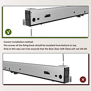 2PCS Stainless Steel Barn Door Soft Close Mechanism, Adjustable Tension Spring Buffer Damper, Hole-Free/Drilling Perfect for Silver Flat Track for Door Weight 77-132 Pounds with Actuator Spacers