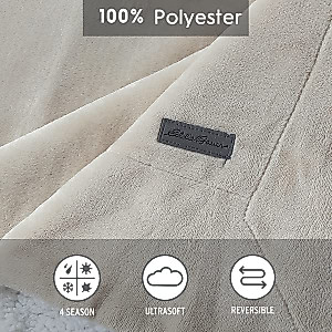 Eddie Bauer Ultra-Plush Collection Throw Blanket-Reversible Sherpa Fleece Cover, Soft & Cozy, Perfect for Bed or Couch, Oyster