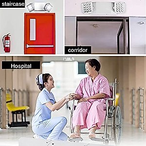 LED Emergency Light Fixture, Commercial Emergency Lights with Battery Backup, Square Two Head Adjustable LED Emergency Light for Power Failure Business, Emergency Exit Light AC 110V-277V 6 Pack