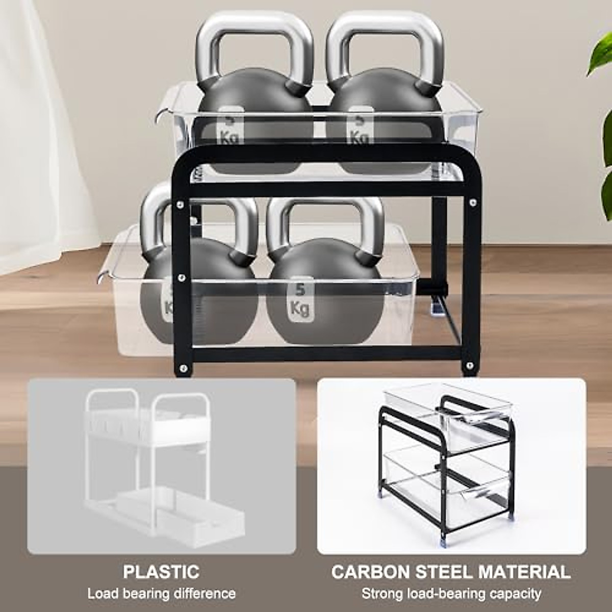 Clear Bathroom Under Sink Organizers and Storage,2 Tier Pull Out Cabinet Organizer,Multi-Purpose Slide-out Medicine Organizer Shelf,Kitchen Pantry Organizer,Under Vanity Storage Organizer