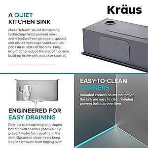 KRAUS Kore 17-Inch Undermount Workstation 16 Gauge Single Bowl Stainless Steel Bar Kitchen Sink with Accessories, KWU111-17