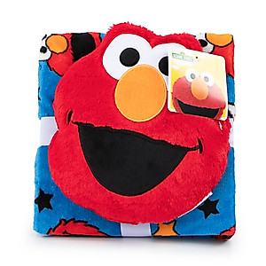 Jay Franco Sesame Street Elmo Plush Pillow and 40" Inch x 50" Inch Throw Blanket - Kids Super Soft 2 Piece Nogginz Set (Official Sesame Street Product)