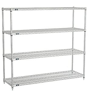 Nexel Adjustable Wire Shelving Unit, 4 Tier, NSF Listed Commercial Storage Rack, 18" x 60" x 54", Silver Epoxy