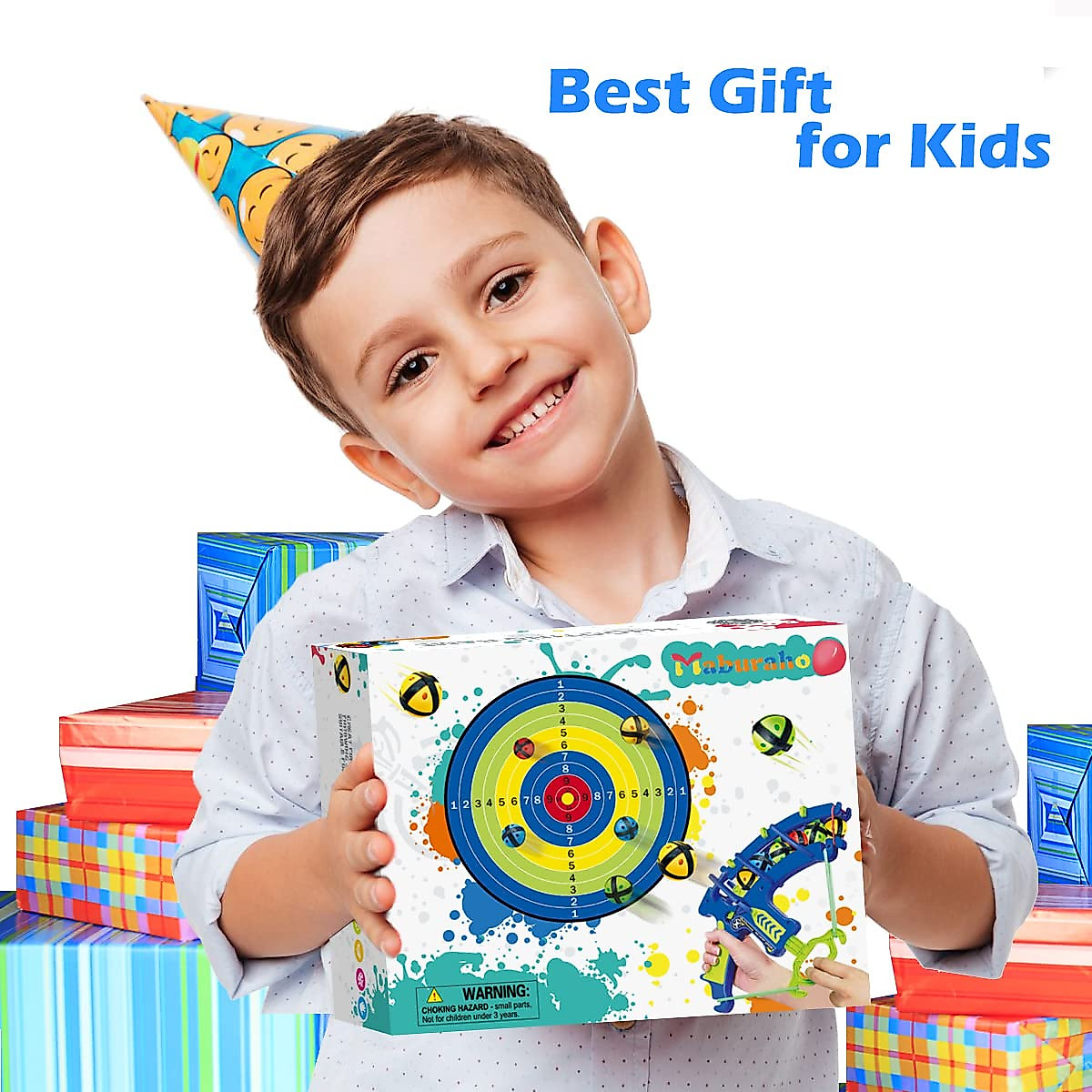 Dart Board for Kids,12 Sticky Balls,1 Toy Gun,2 Dart Bullets Set,Kids Toys Gifts for 3 4 5 6 7 8 9 10 11 12 Year Old Boys and Girls Safe Indoor Outdoor Outside Party Sports Games for Ages 3+ Boy Girl