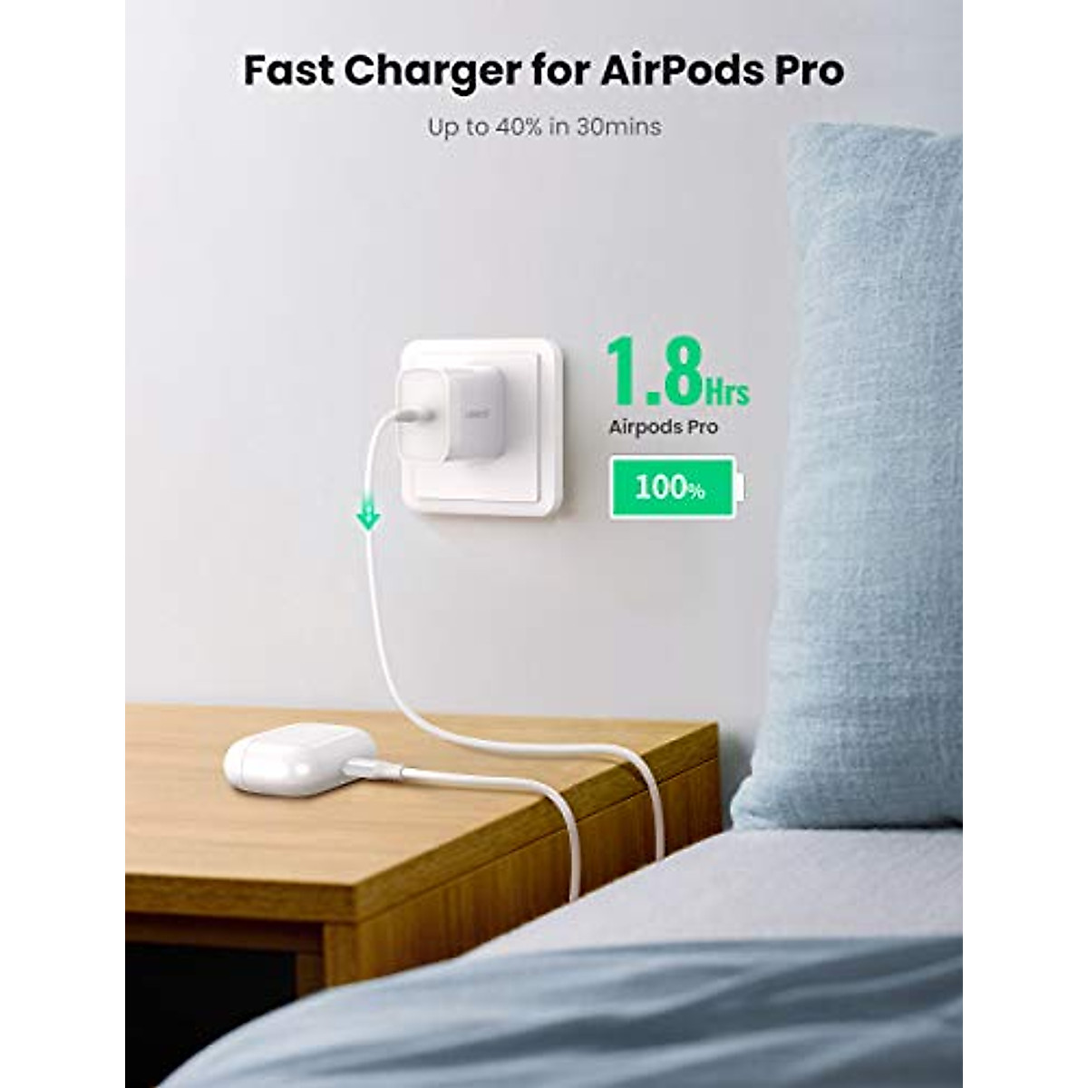 UGREEN 20W USB C Fast Charger with 3FT USB C to Lightning Cable MFi Certified Charging Cable, Foldable Charger Compatible for iPhone 14/13/12, iPad, AirPods Pro, and More