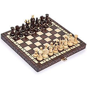 Husaria European International Chess Wooden Game Set, King's Classic - 18-Inch Large Size Chess Set - Folding Board with Felt Bottom Chessmen