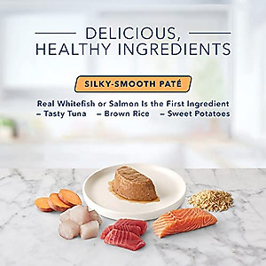 Blue Buffalo Tastefuls Spoonless Singles Adult Pate Wet Cat Food Variety Pack, Whitefish & Tuna and Salmon Entrée, 2.6-oz Twin-Pack Tray (12 Count - 6 of Each Flavor)