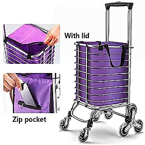 Shopping Trolley on Wheels Portable Shopping Cart,Small Pull Cart Folding Hand Cart Stroller Climbing Stairs Trolley Truck 8 Wheels Adjustable Lucar