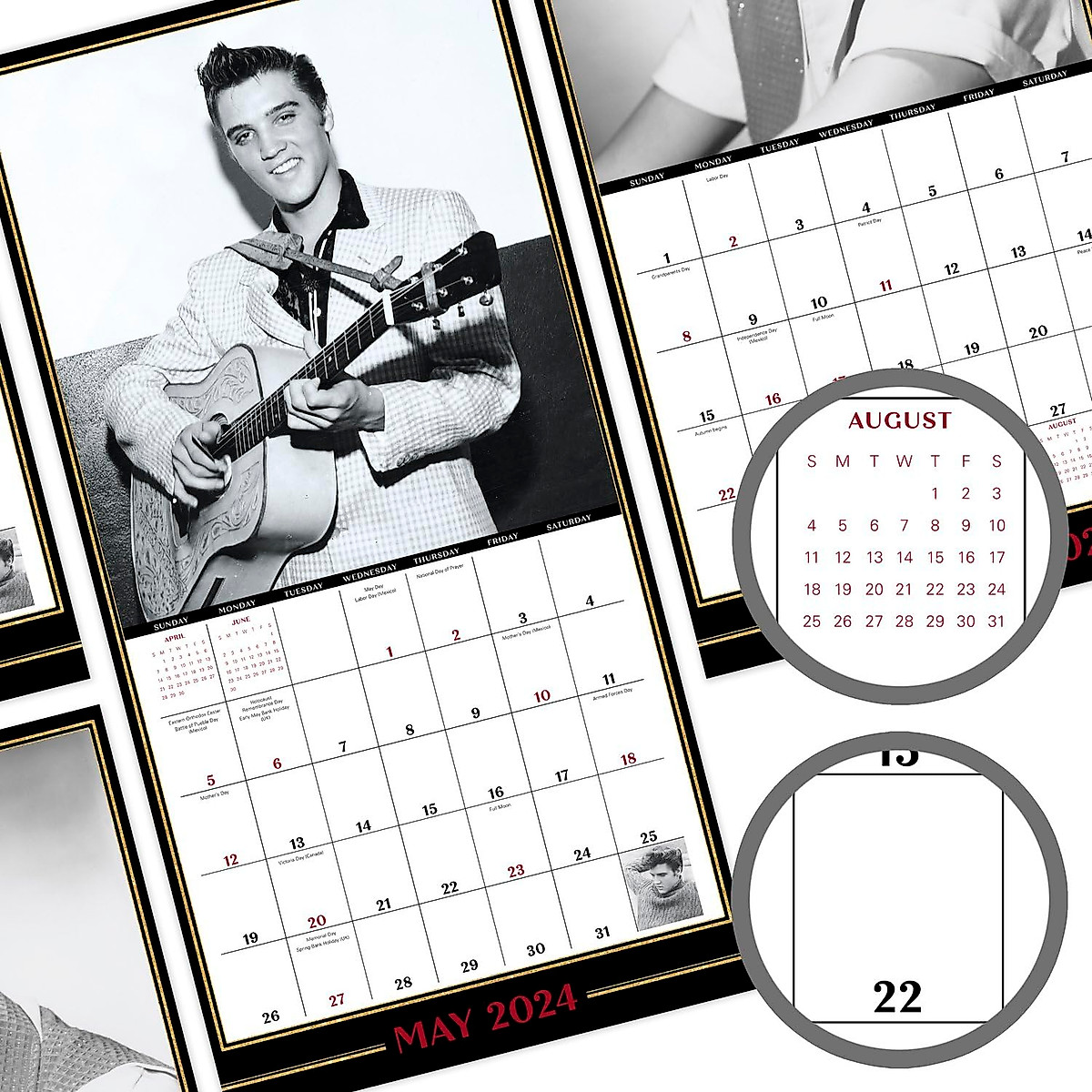 2024 Elvis Presley Monthly Wall Calendar, 16 Months, 12" x 12" (DDD3732824)