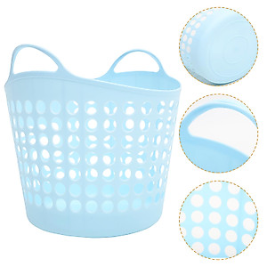 BESTOYARD Flexible Laundry Basket Plastic Laundry Hamper Clothes Basket with Side Handles Portable Ventilated Round Bin Container Organizer for Bedroom Laundry Room 30L