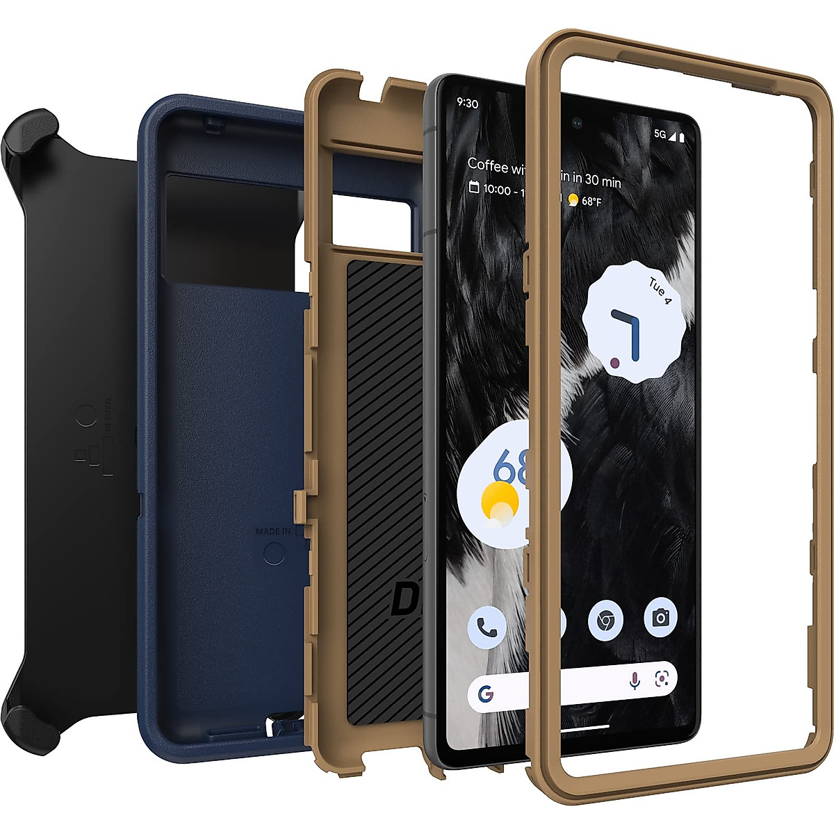OtterBox Google Pixel 7 Defender Series Case - Blue Suede Shoes, Rugged & Durable, with Port Protection, Includes Holster Clip Kickstand