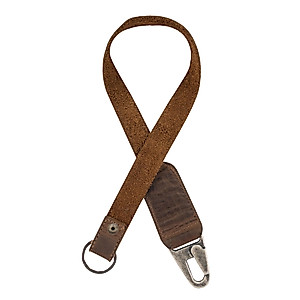 Hide & Drink, Keychain Lanyard, Badge Holder, Clip to Attach to House, Car, and Apartment Keys, ID, Full Grain Leather, Handmade, Bourbon Brown