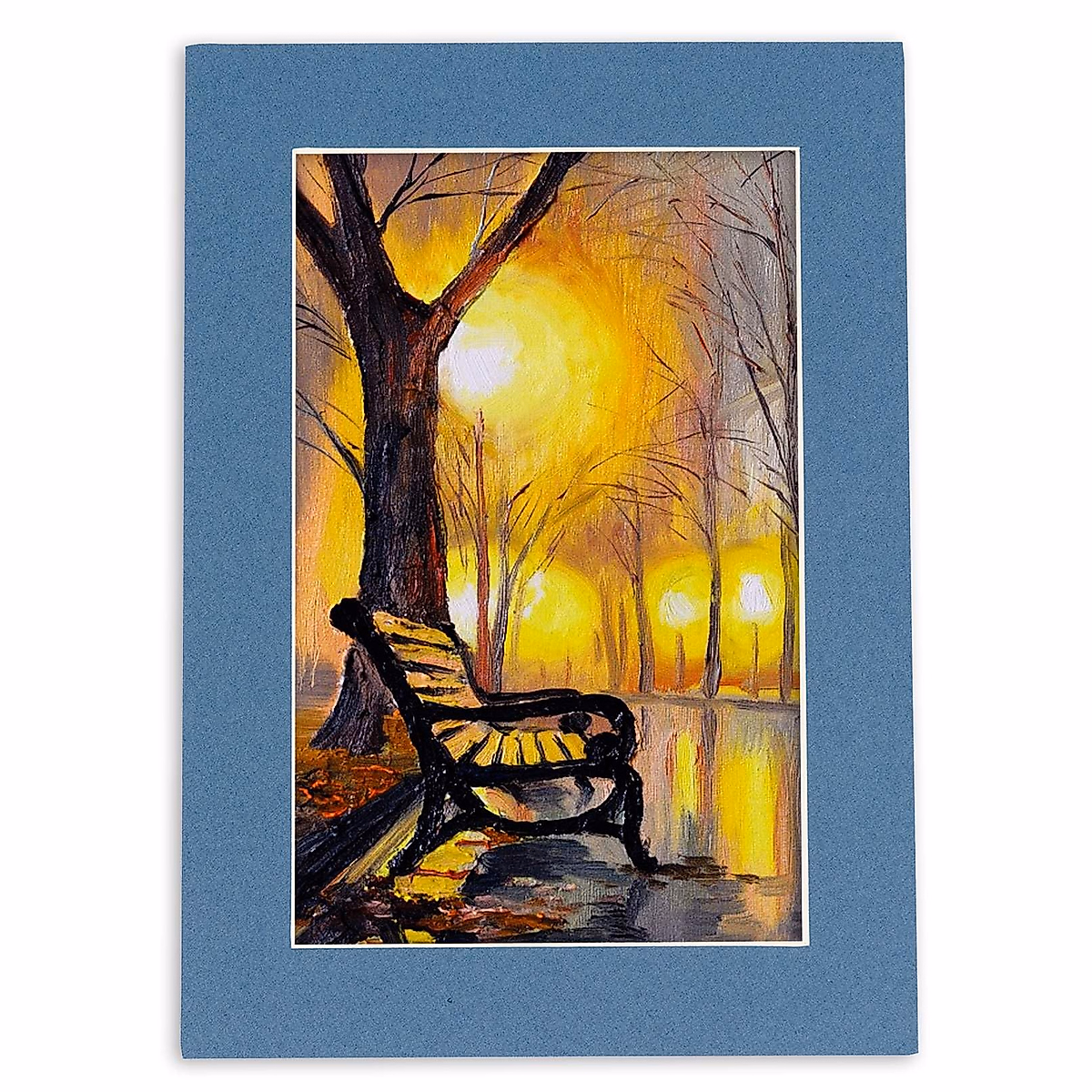 8x10 Mat Bevel Cut for 5x7 Photos - Acid Free Steel Blue Precut Matboard - for Pictures, Photos, Framing - 4-ply Thickness